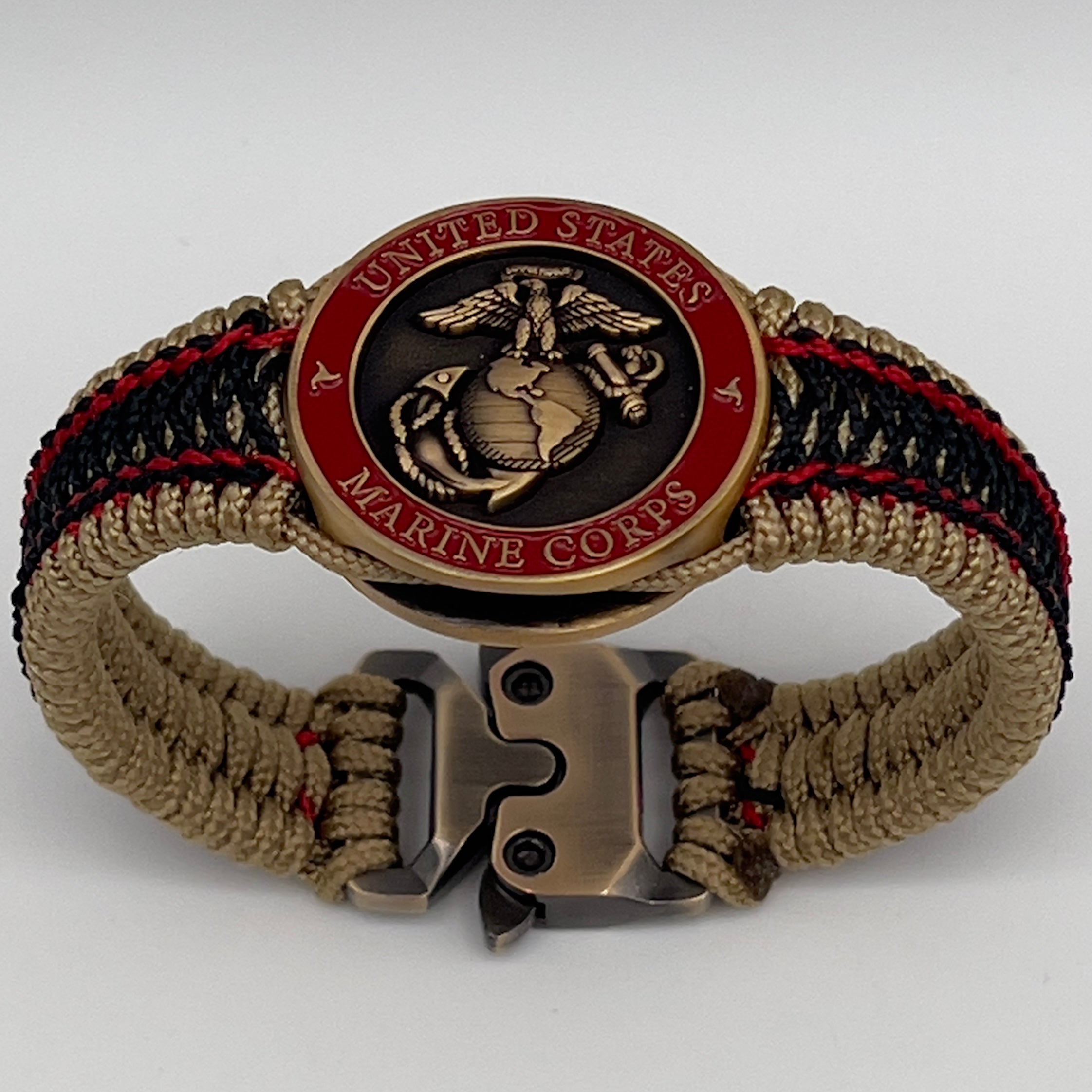 USMC bracelet | Antique Gold EGA | Red, Black & Gold | Thin | Narrow ...